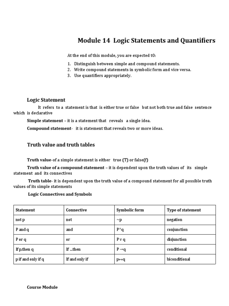 Logic Statements and Quantifiers Explained | PDF | If And Only If | Truth