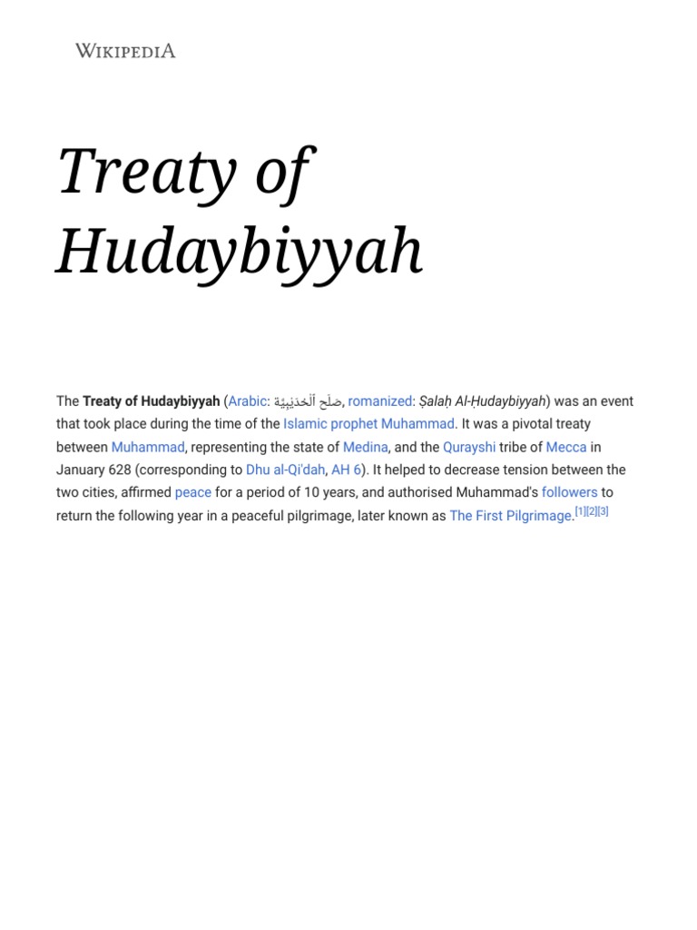 The Treaty of Hudaibiyyah: A Pivotal Peace Agreement Between Muhammad ...