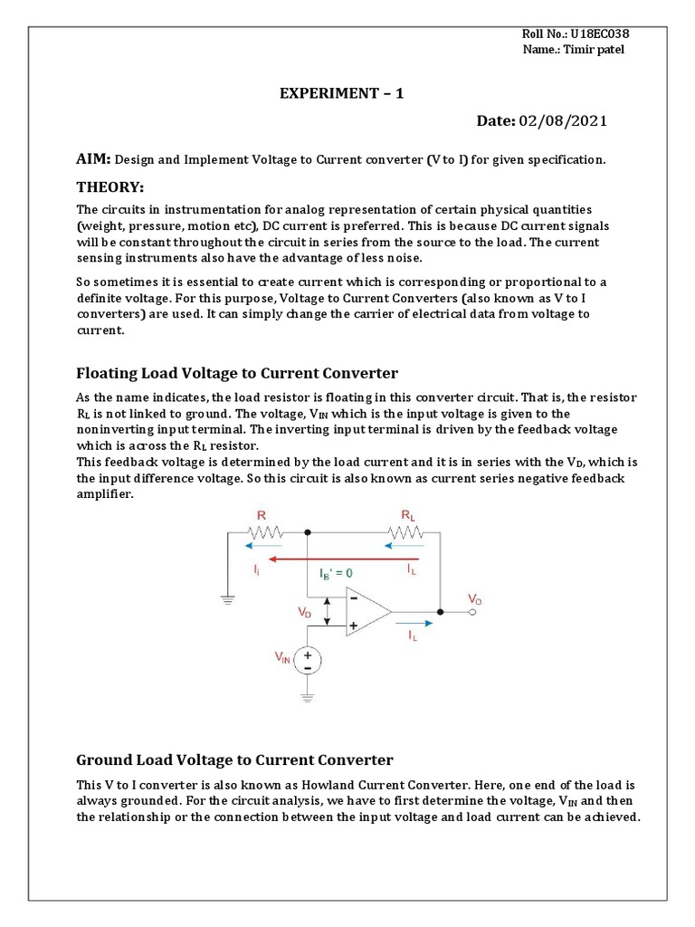 U18ec038 - Ei - Lab 1 | PDF | Electrical Network | Voltage