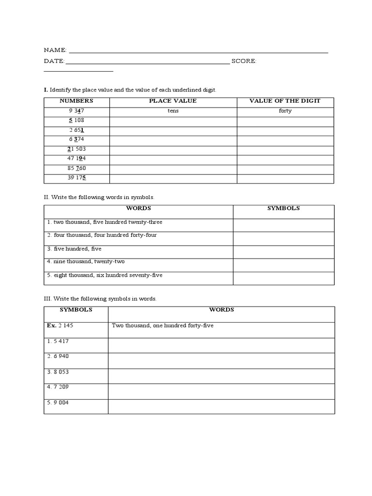 Worksheet in Chapter 1 Lesson 1 | PDF