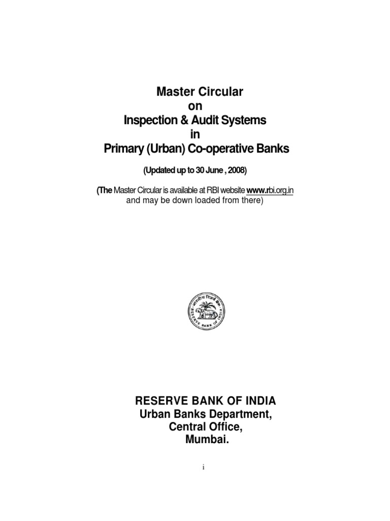 RBI Guidelines For Audit in Co Operative Banks | PDF | Audit | Reserve ...
