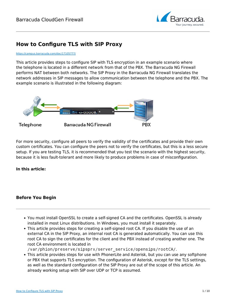 How To Configure Tls With Sip Proxy: Barracuda Cloudgen Firewall | PDF ... How To Configure Tls With Sip Proxy: Barracuda Cloudgen Firewall | PDF ...
