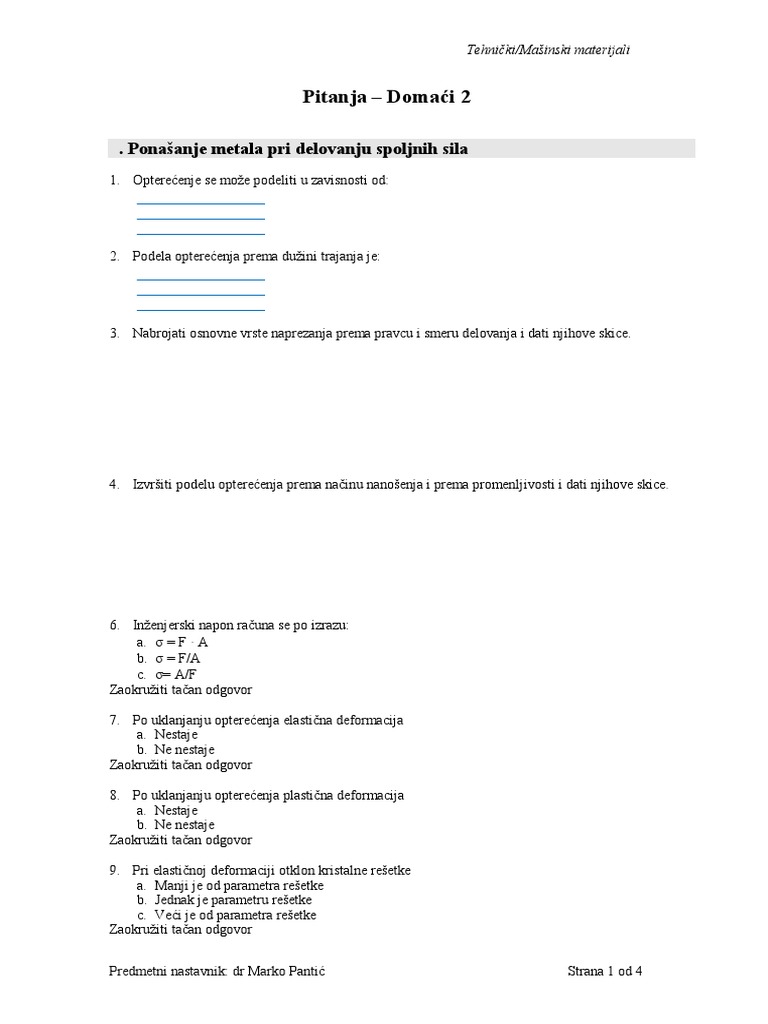 Domaci Rad 2 Tehnicki Materijali | PDF