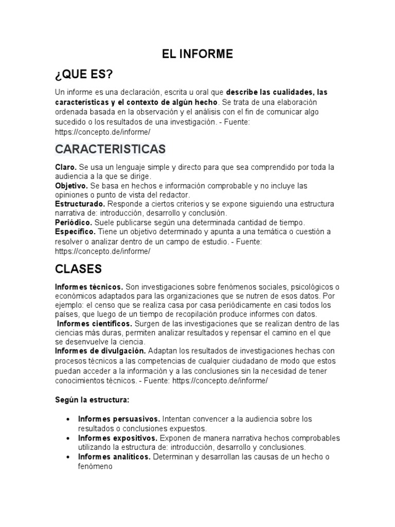 Diferencias entre Informe y Resumen | PDF | Información | Comprensión ...