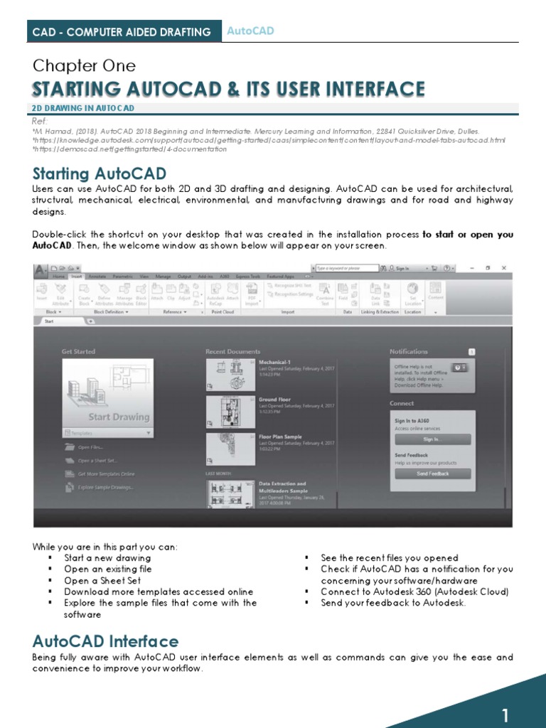 Starting Autocad & Its User Interface: Chapter One | PDF | Auto Cad ...