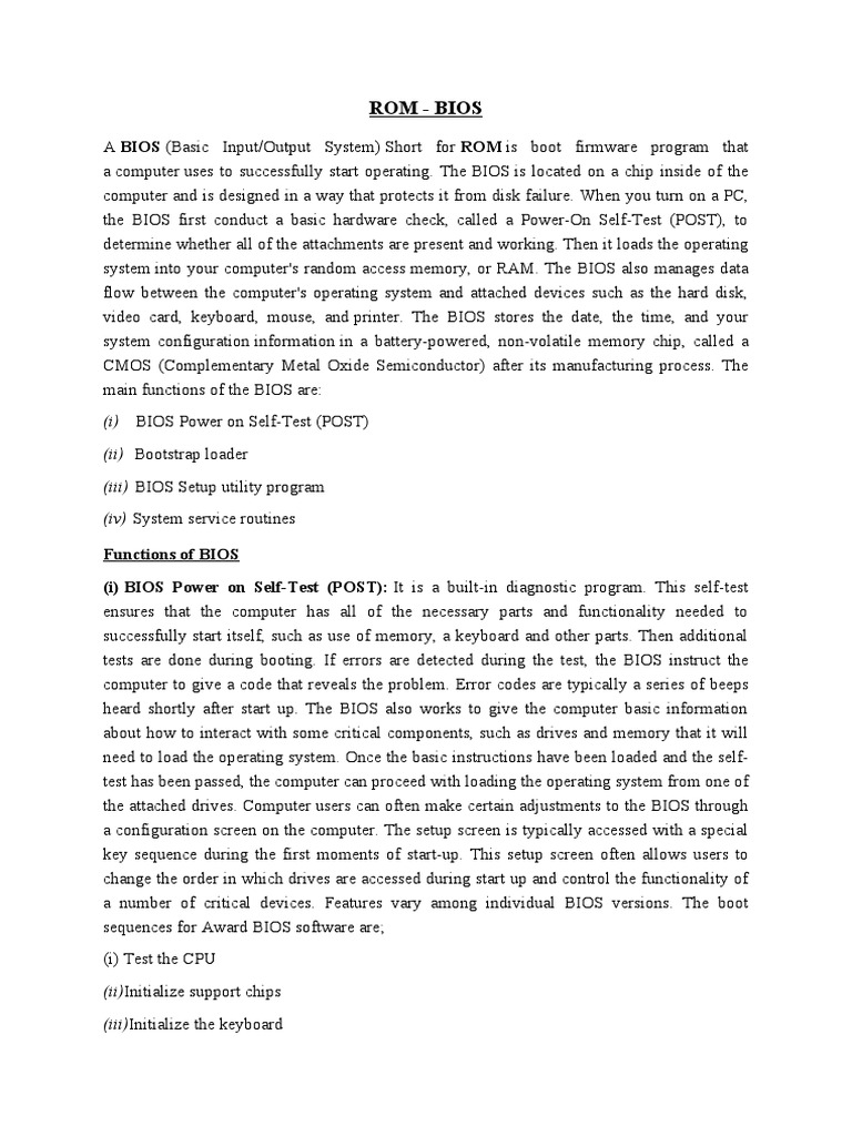 ROM - BIOS & Driver | PDF | Bios | Booting