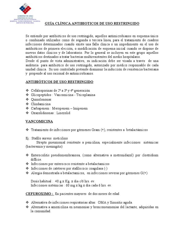 Antibioticos de Uso Restringido | PDF | Penicilina | Resistencia ...