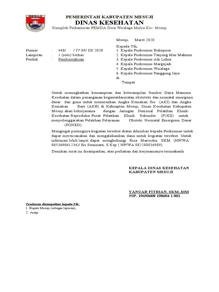 Surat Undangan Pembahasan Bimtek | PDF