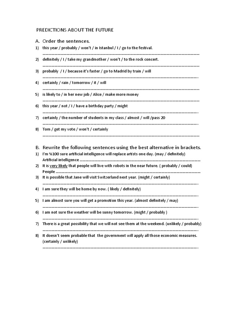Future Predictions Exercises | PDF | Cybernetics | Science