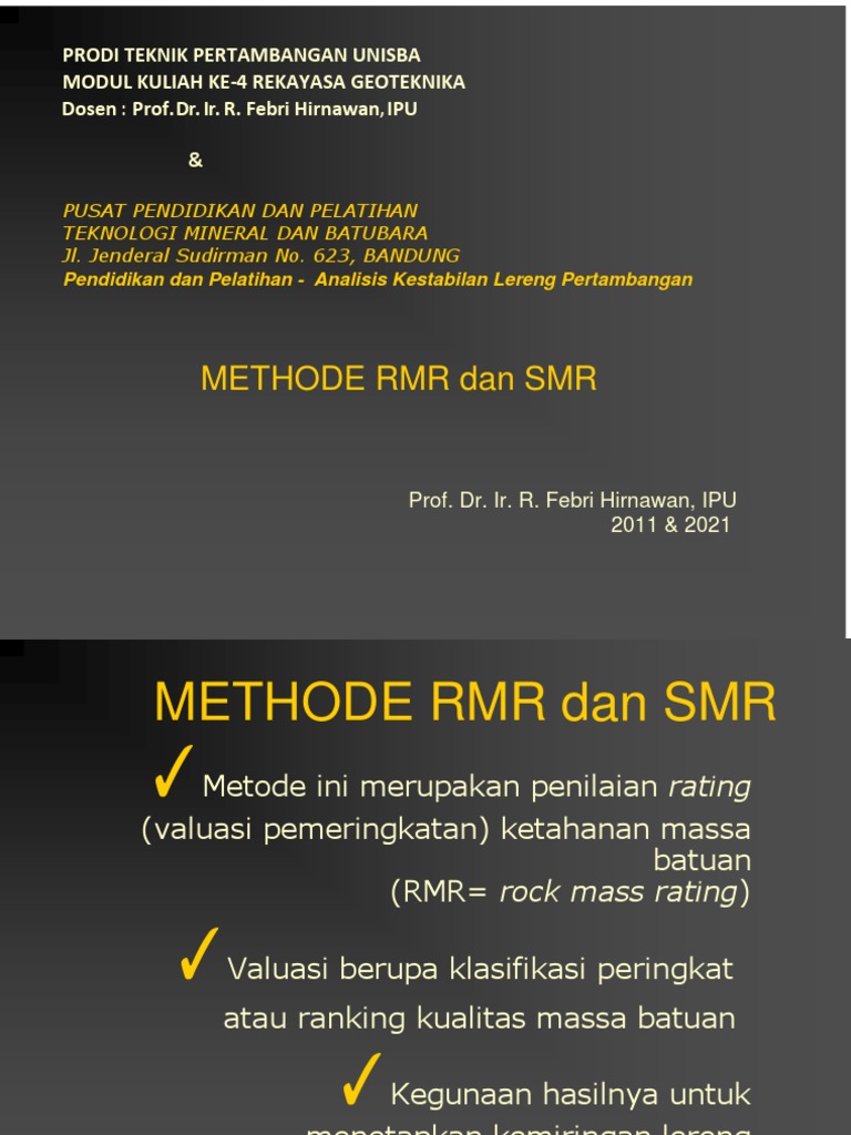 Metode RMR dan SMR dalam Geoteknika | PDF