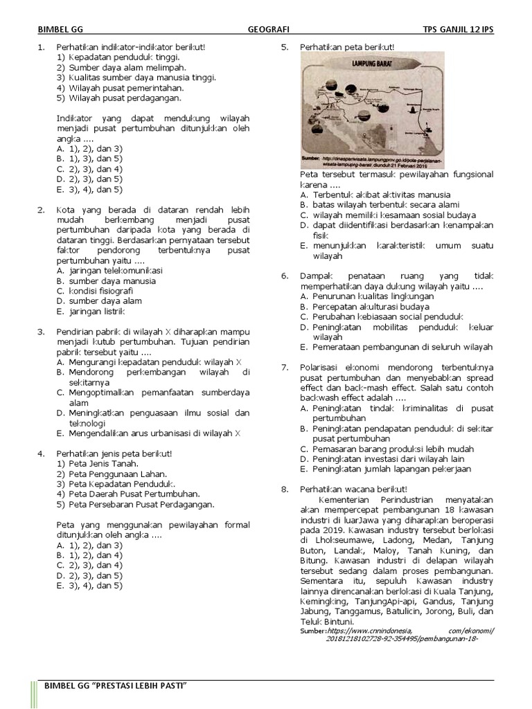 TO PTS Ganjil 12 IPS Geografi | PDF