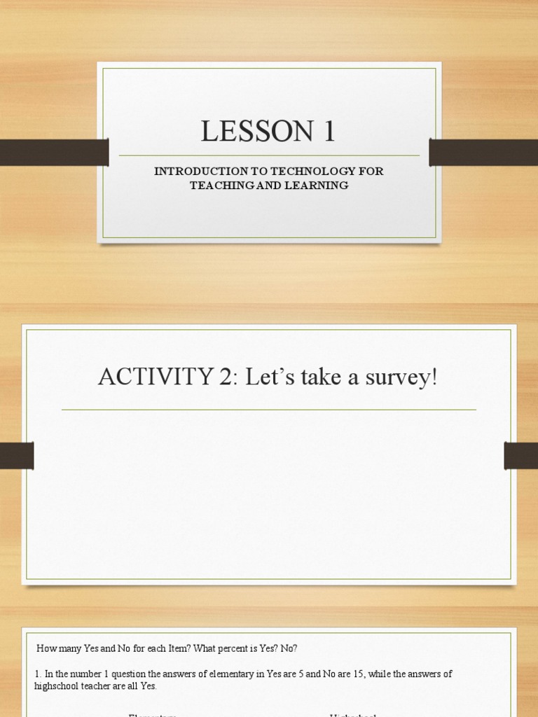 Lesson 1: Introduction To Technology For Teaching and Learning | PDF ...