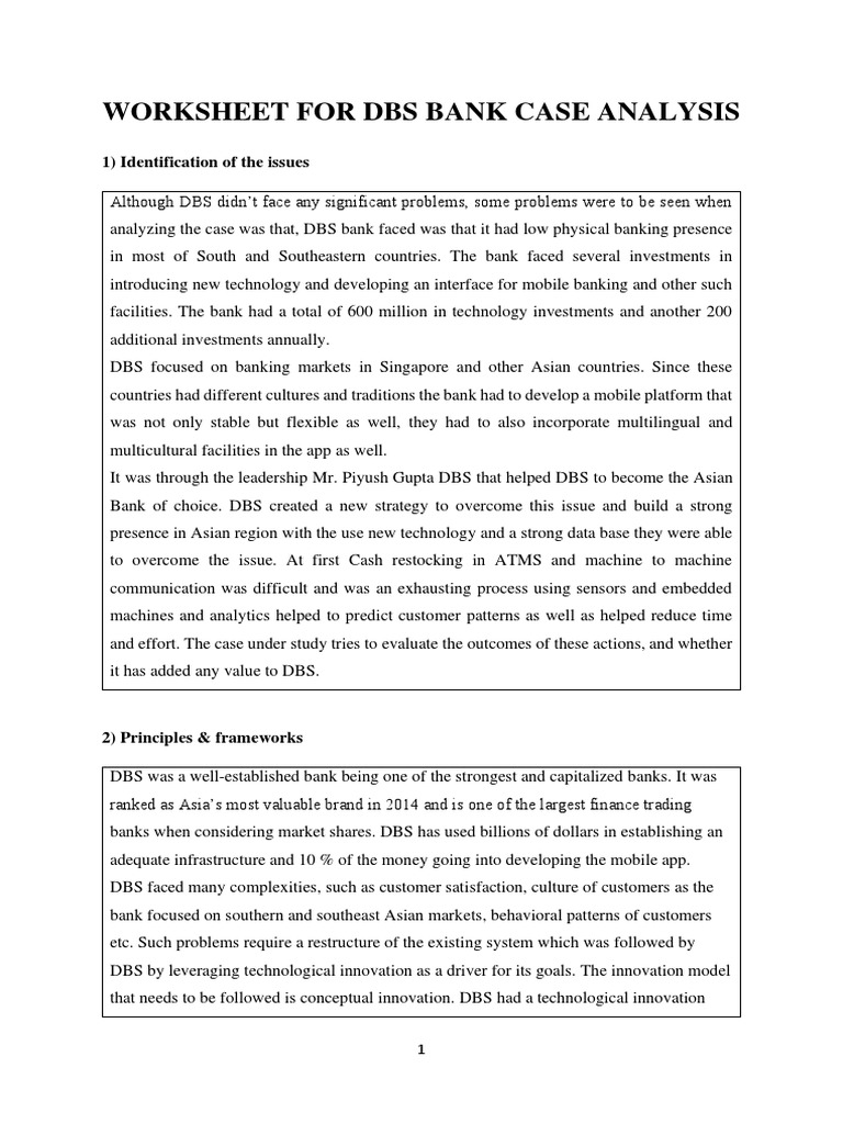 DBS Case Study - Solution | PDF | Banks | Analytics