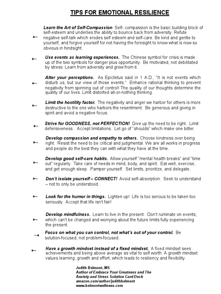 Tips For Emotional Resilience | PDF | Psychological Resilience ...