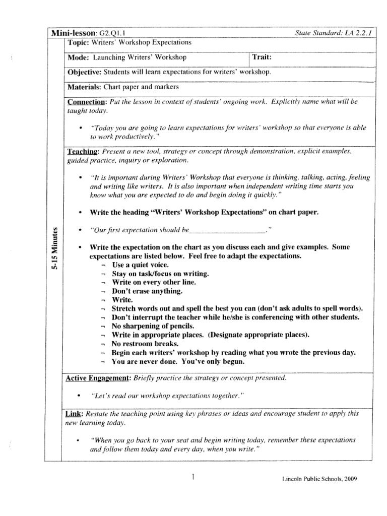 Writers' Workshop Expectations for Grade 2 | PDF | Career & Growth