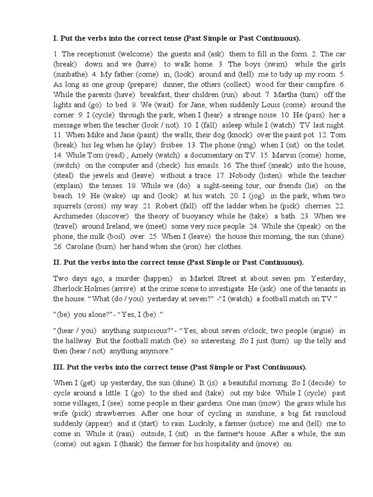Past Simple or Cont | PDF | Language Arts & Discipline