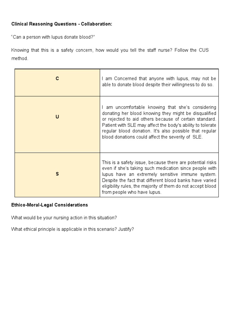 Clinical Reasoning Questions - Collaboration | PDF | Blood Donation ...
