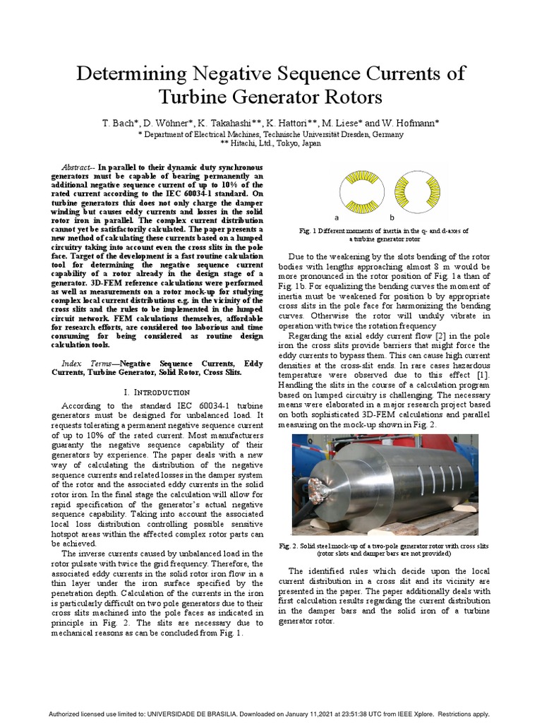 Determining Negative Sequence Currents of Turbine Generator Rotors ...