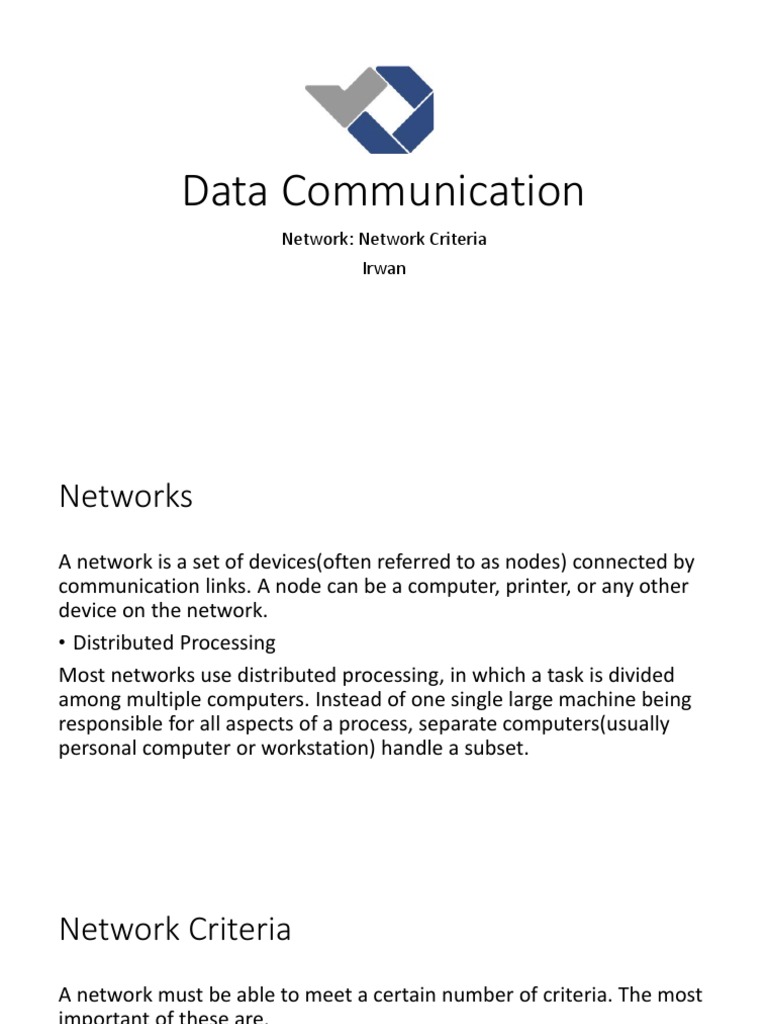 Data Communication: Network: Network Criteria Irwan | PDF | Computer ...