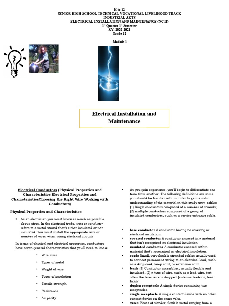 G12 Module Electrical Conductors And Wires Download Free Pdf