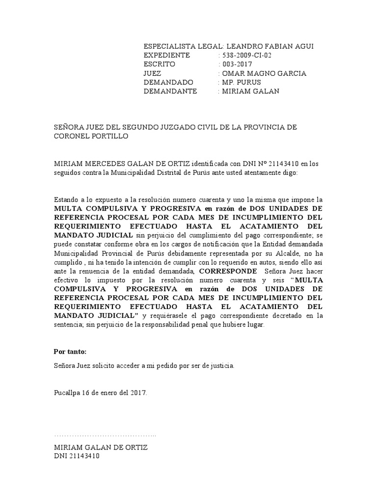 Escrito 003 - Cumplimiento de Pago | PDF