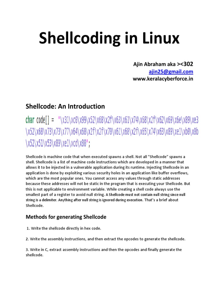 Shellcoding in Linux | PDF | Assembly Language | Software Development