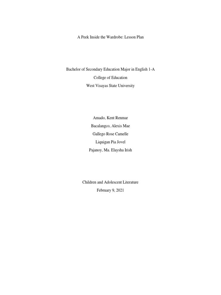 Lit Lesson Plan | Download Free PDF | The Chronicles Of Narnia | Aslan