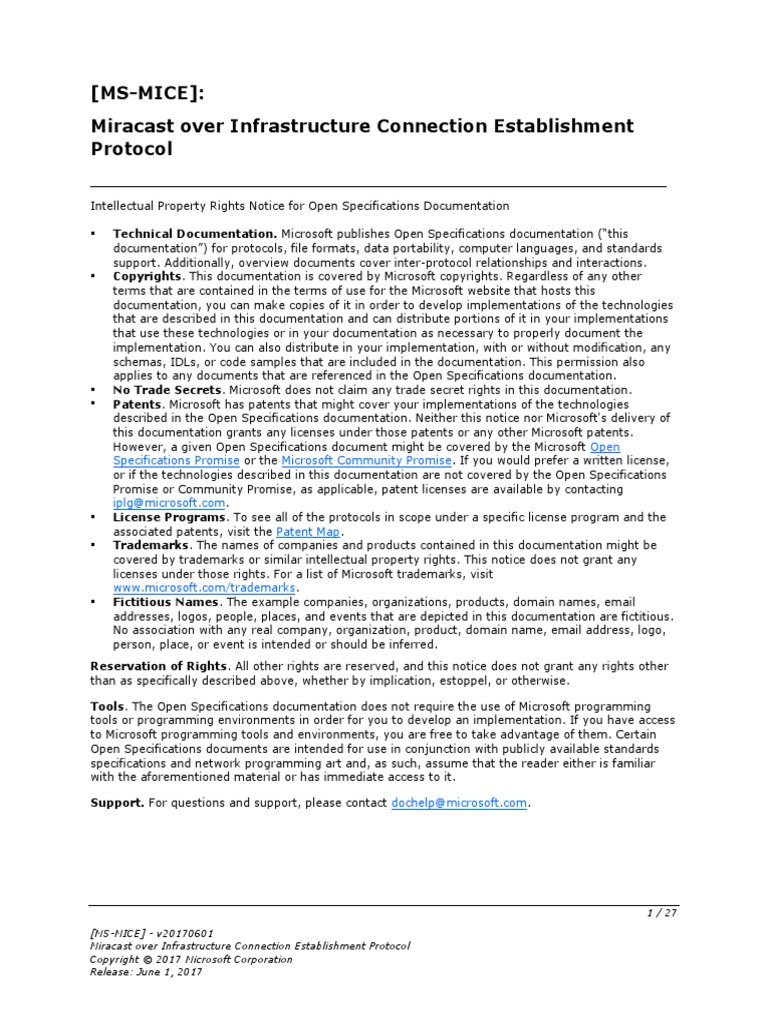 (MS-MICE) : Miracast Over Infrastructure Connection Establishment ...