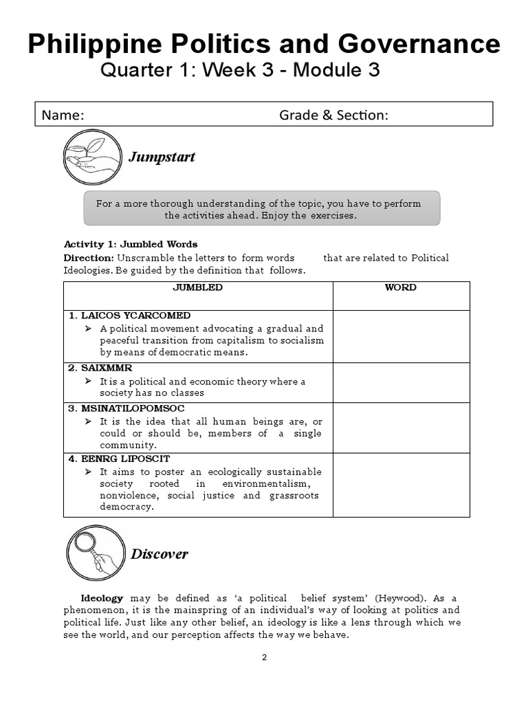 Philippine Politics and Governance: Quarter 1: Week 3 - Module 3 ...