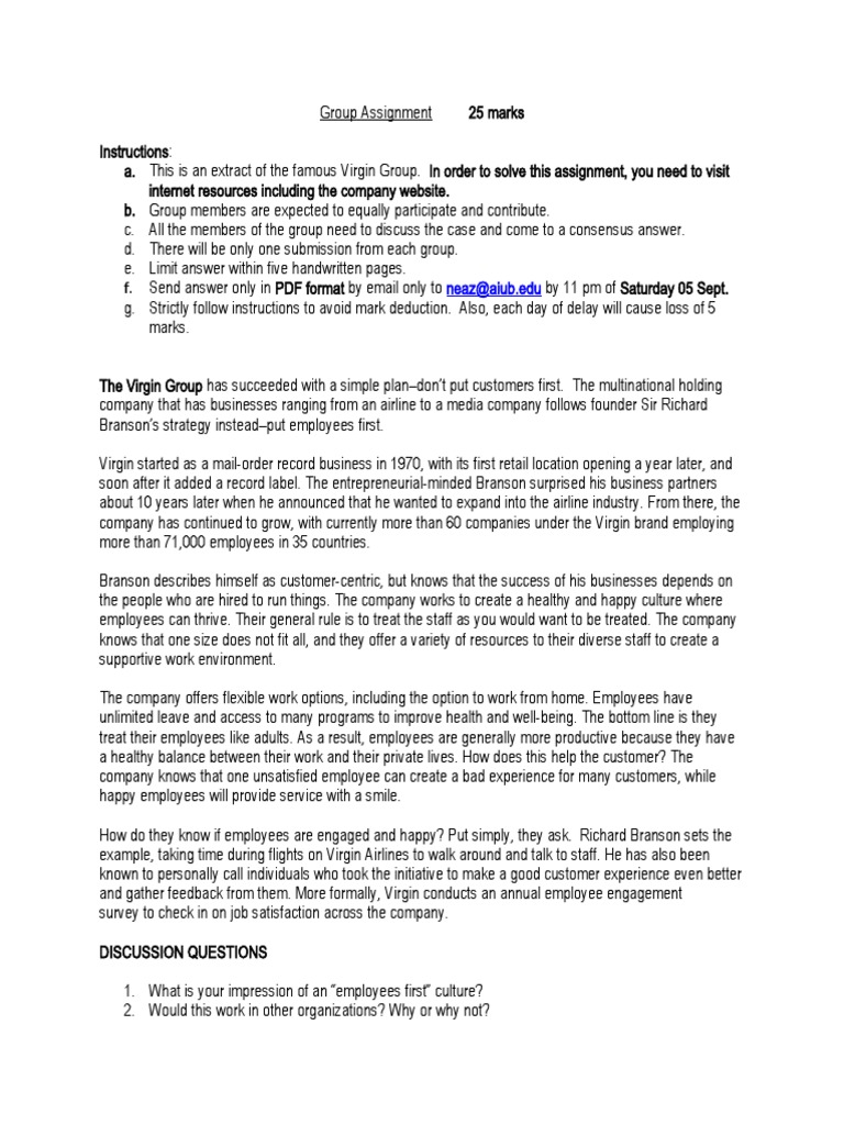 Group Assignment - Putting Employees First | PDF | Telecommuting ...