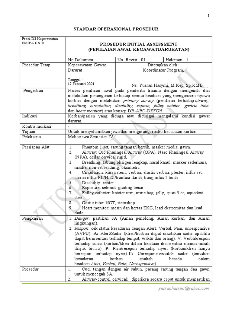 Sop-Initial Assessment | PDF