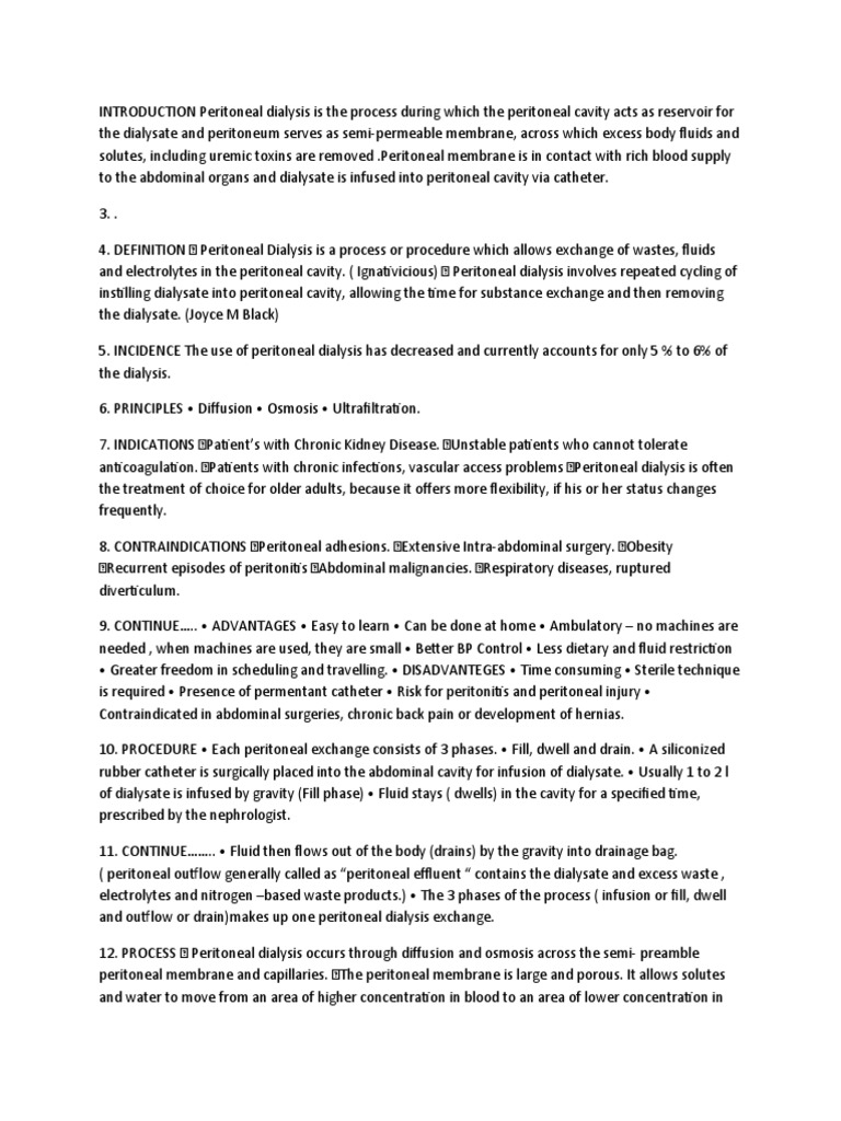 Peritoneal Dialysis | Download Free PDF | Dialysis | Peritoneum