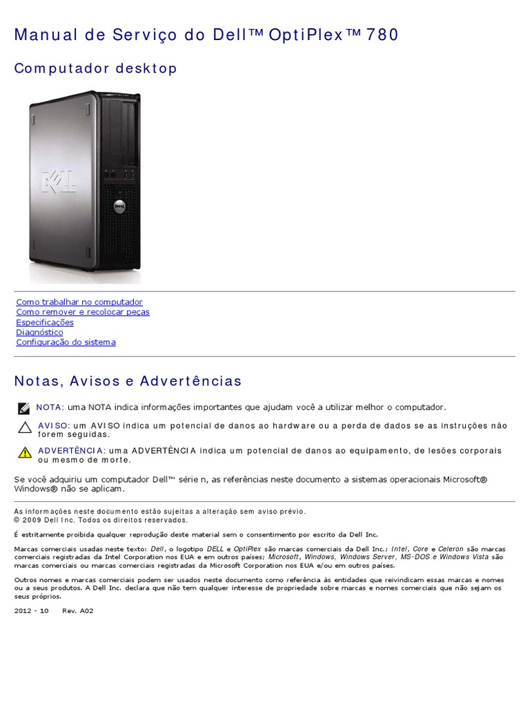 Optiplex-780 - Service Manual - PT-BR | PDF | Inicialização ...