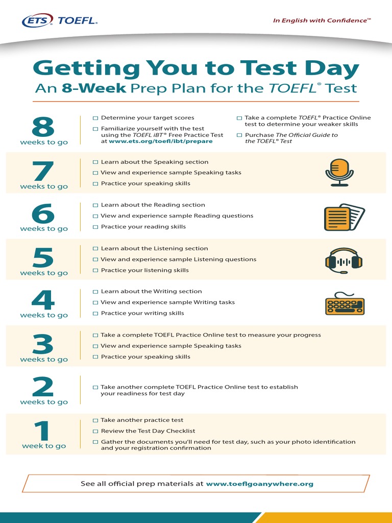 Getting You To Test Day: An 8-Week Prep Plan For The TOEFL Test | PDF ...