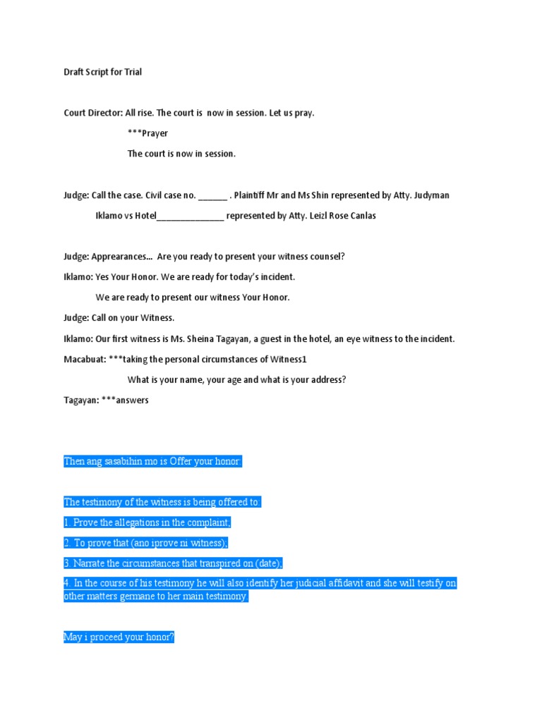 Draft Script For Trial | PDF