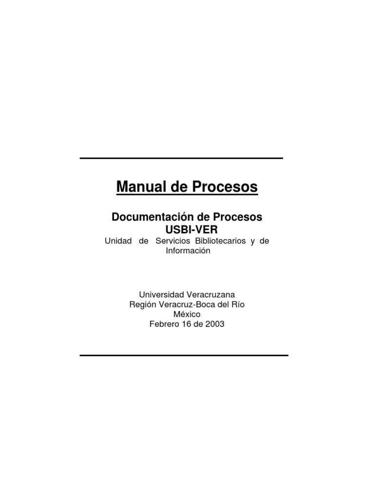 Manual de Procesos USBI-VER | PDF | Calidad (comercial) | Información