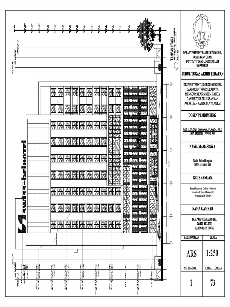 Desain Struktur Gedung Hotel Swiss-Bellin Darmocentrum Surabaya ...