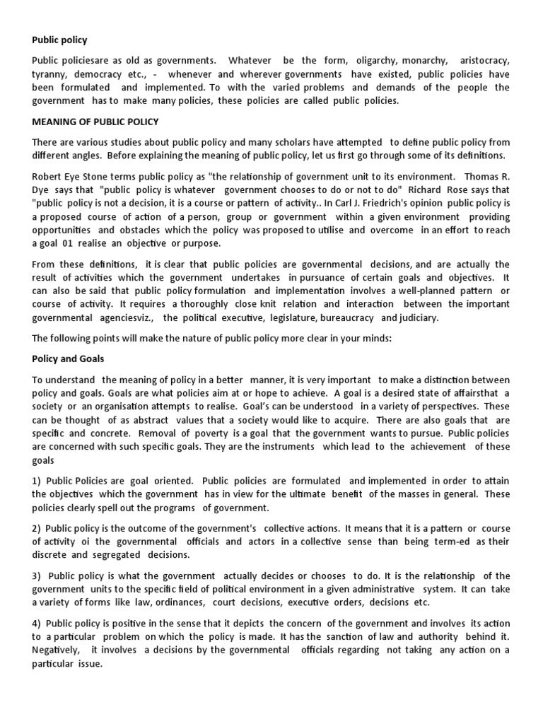 Public Policy | Download Free PDF | Policy | Goal