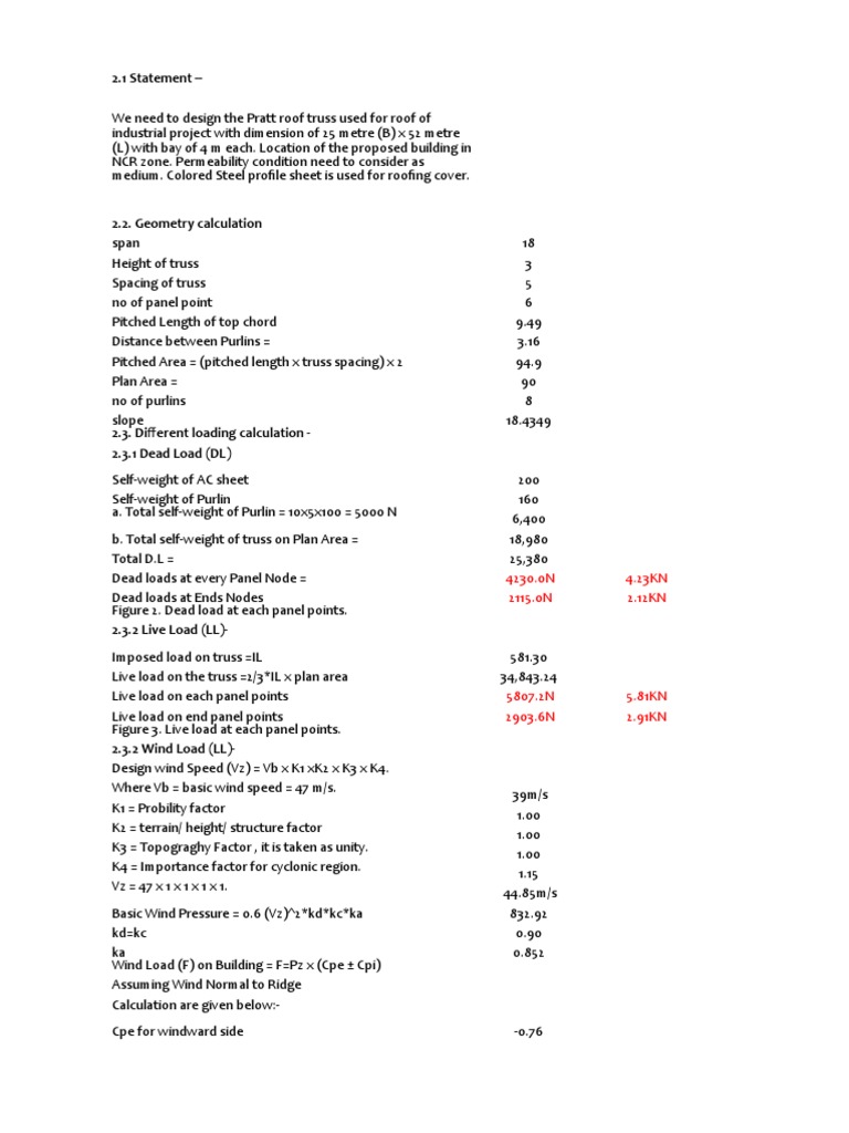 Truss Design 18m Span | PDF | Truss | Strength Of Materials