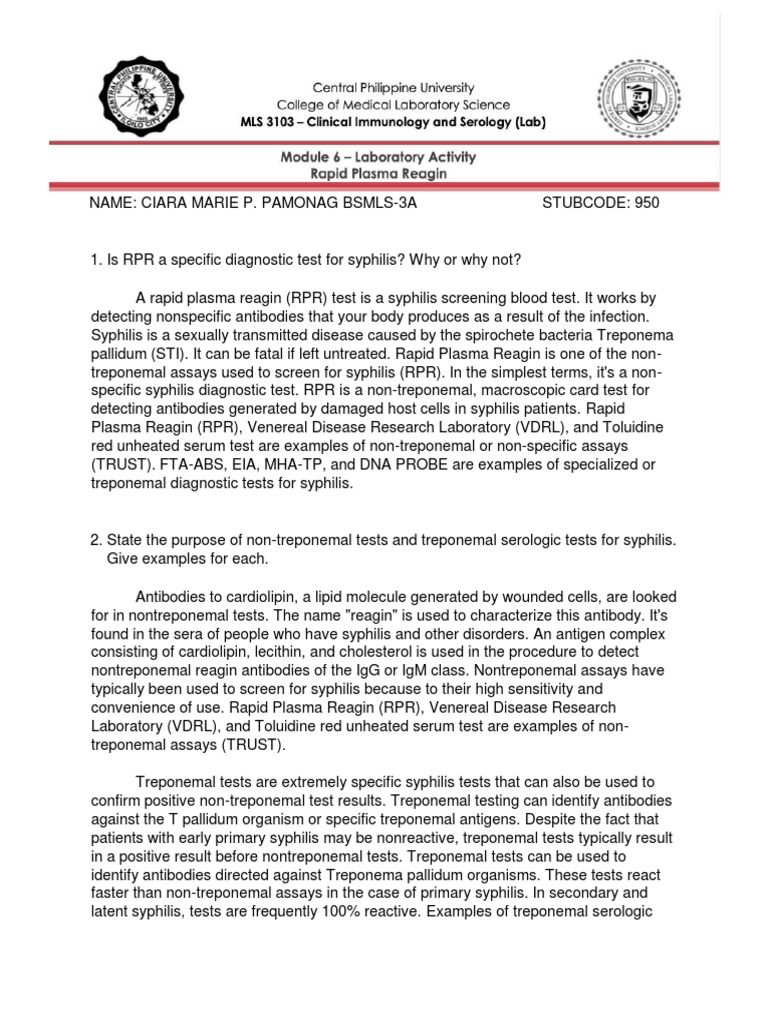 Module 6 Post Lab Discussion | PDF | Serology | Antibody