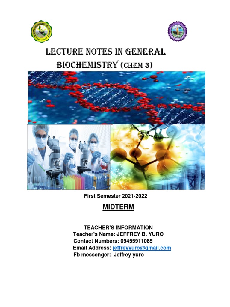 Lecture Notes in Biochemistry Midterm | PDF | Carbohydrates | Glucose