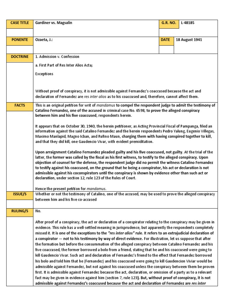Gardiner vs. Magsalin | PDF | Testimony | Witness