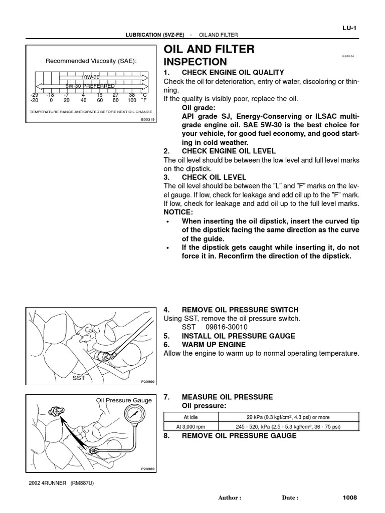 5vz Fe Lubrication | PDF | Motor Oil | Pump