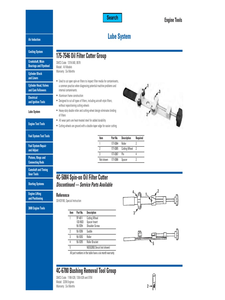 Lube System: 175-7546 Oil Filter Cutter Group | PDF | Vehicles ...