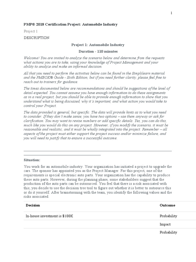 PMP Pdfcoffee - Com Project For Submissiondocx PDF Free | PDF | Outsourcing | Procurement