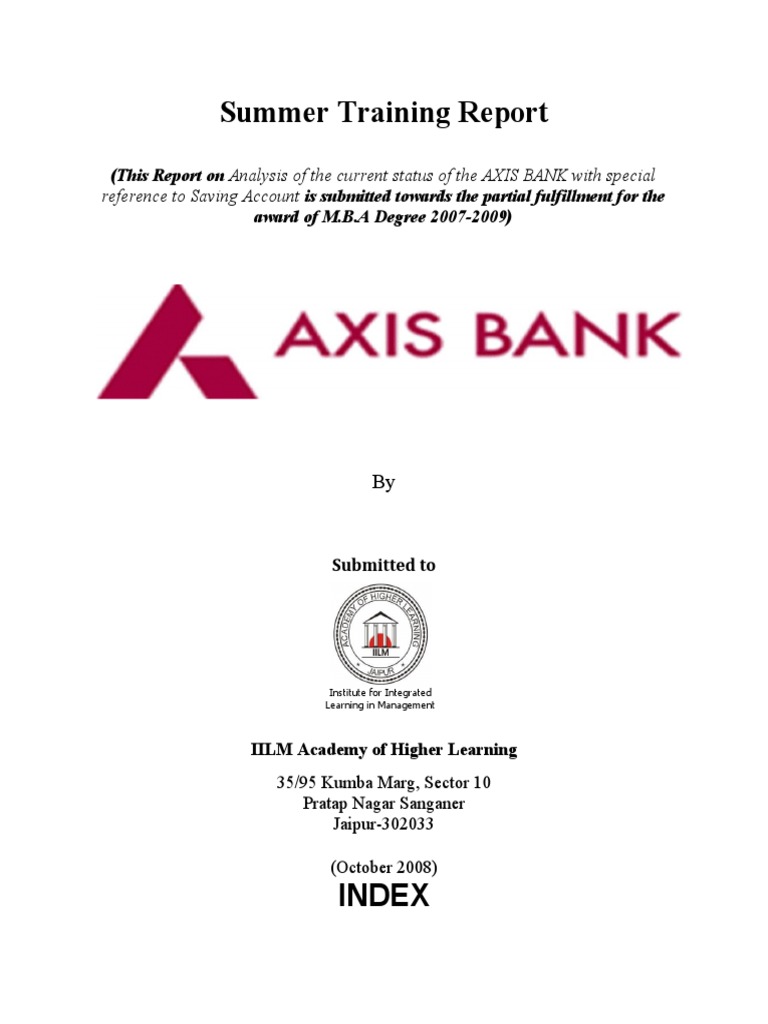 Summer Training Report | PDF | Cheque | Transaction Account