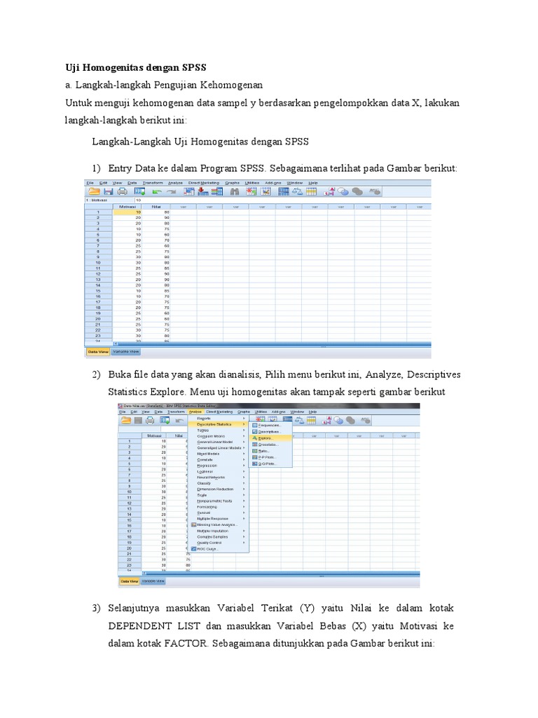 Uji Homogenitas Dengan SPSS | PDF
