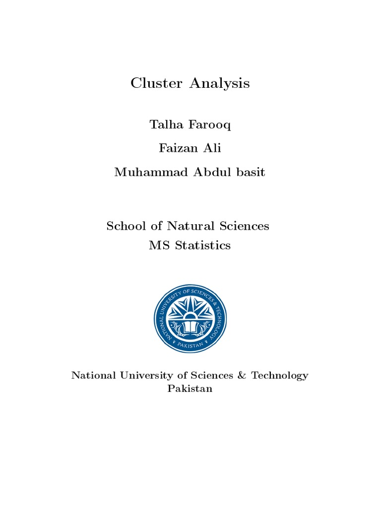 Cluster Analysis: Talha Farooq Faizan Ali Muhammad Abdul Basit | PDF | Cluster Analysis | Statistics