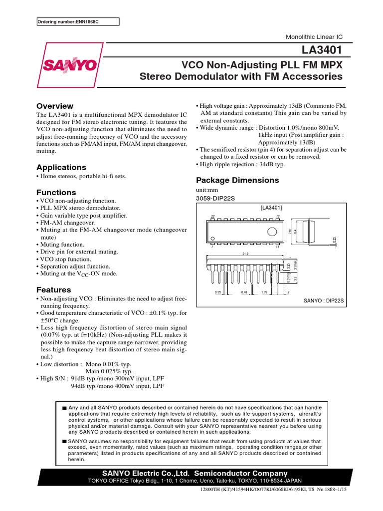 LA3401 | PDF | Amplifier | Low Pass Filter