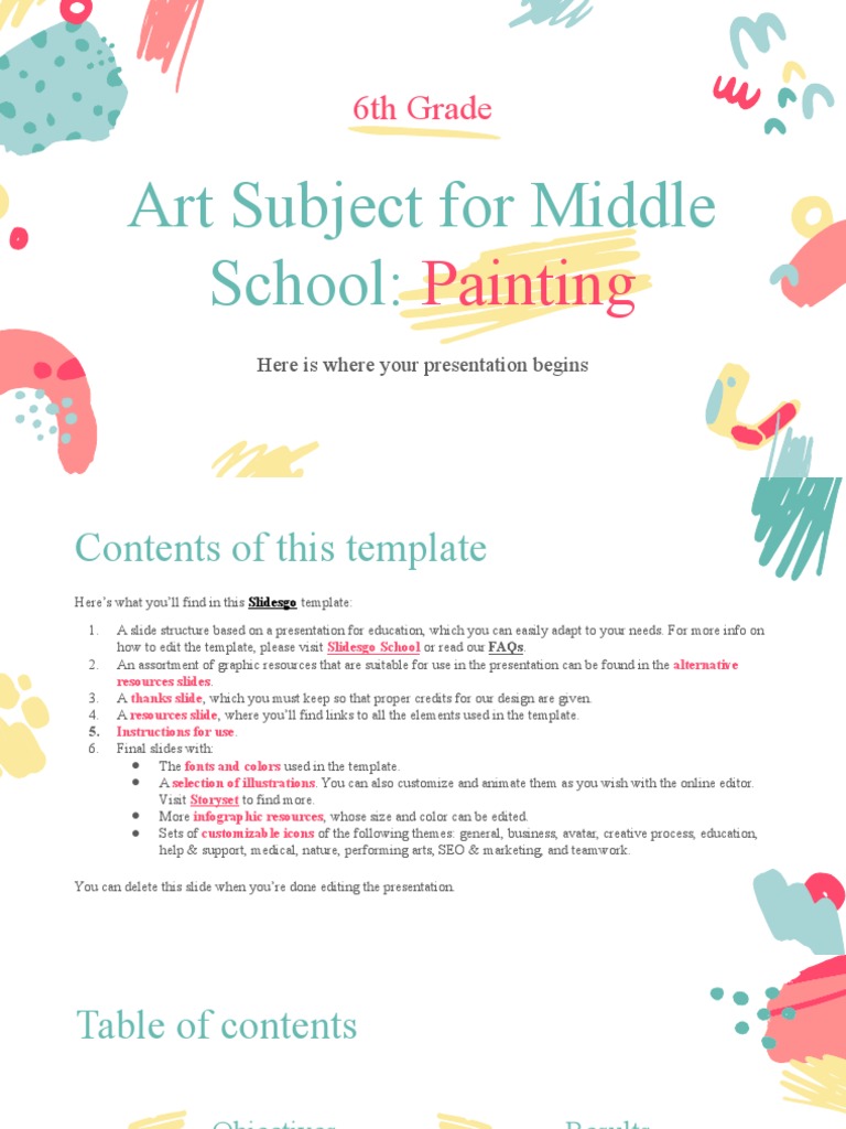 Art Subject For Middle School - 6th Grade - Painting by Slidesgo ...